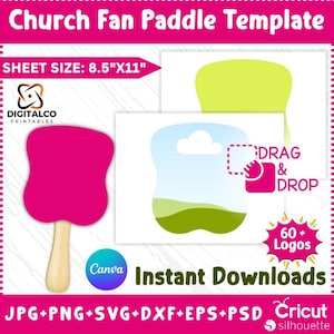 Church Fan Canva Template, Custom Paddle Fan, Paddle Fan Template ...