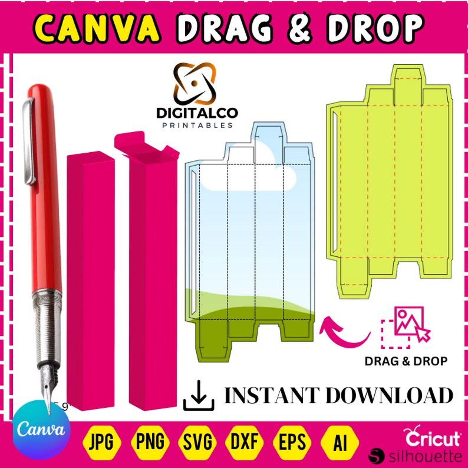 Pen Box Template, Pen Box Packaging, Pen Box Holder Template, Glitter ...