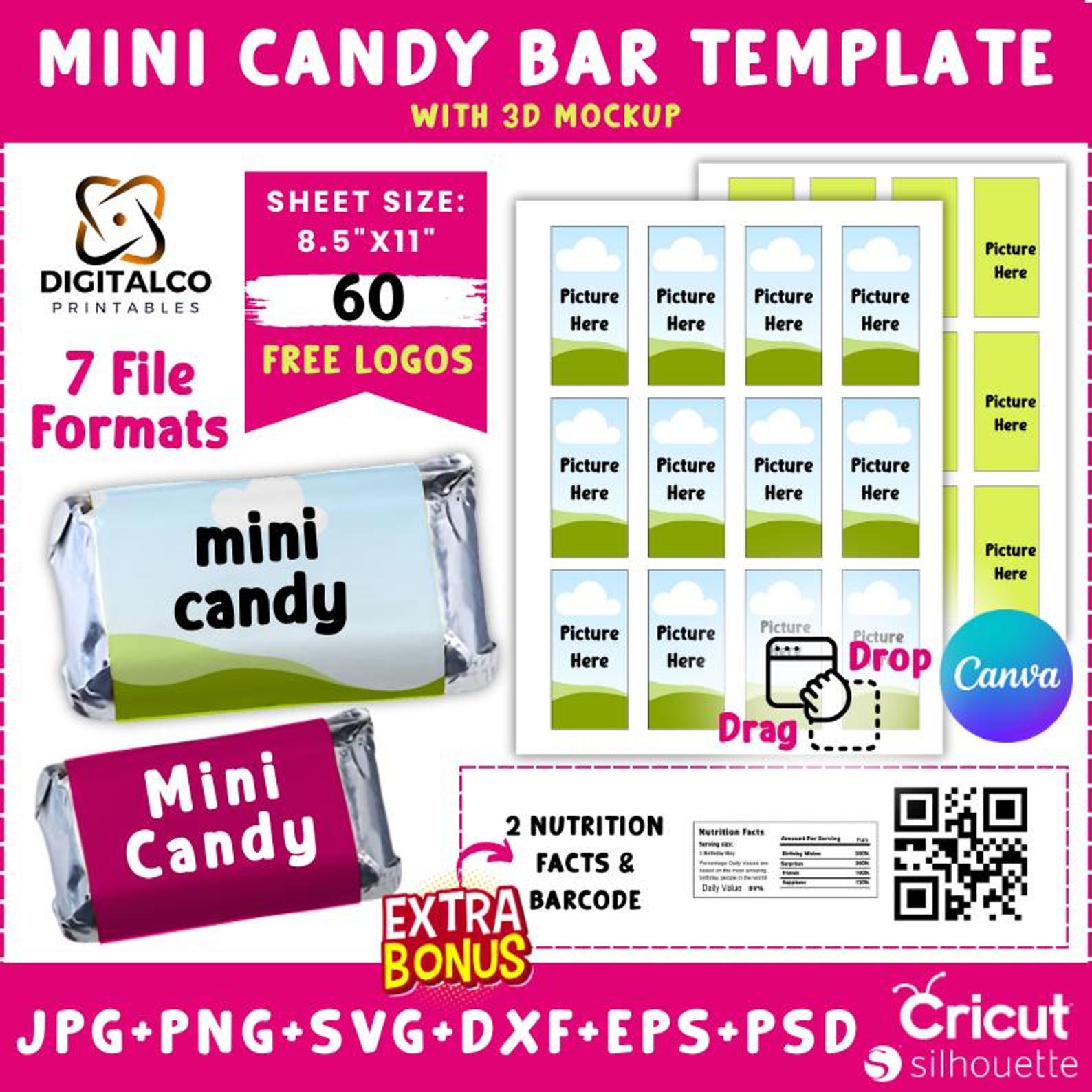 Mini Chocolate Wrapper Template, Mini Candy Wrapper Template, Party ...