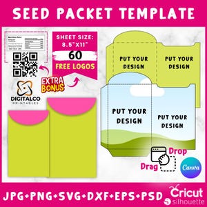 Seed Packet Template , Seed Paper Template , Fancy Seed Packet , Seed ...