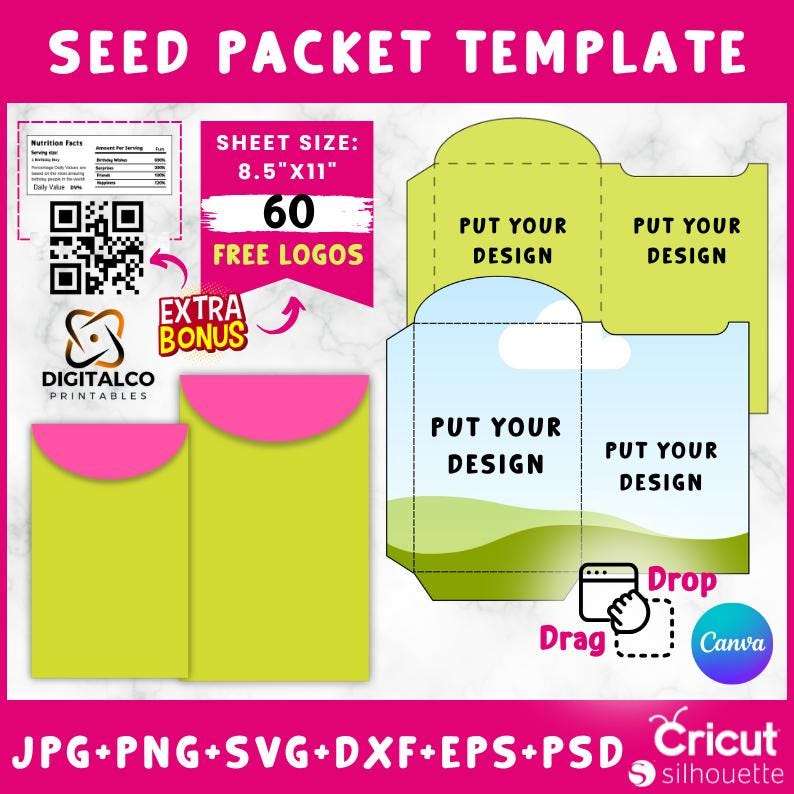 Seed Packet Template , Seed Paper Template , Fancy Seed Packet , Seed ...