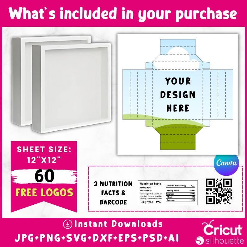 Shadow Box Template , Shadow Box Frame Template , Shadow Box Paper , 3d ...