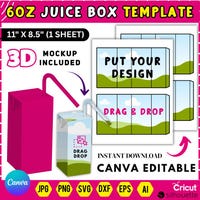 6oz Juice Box Wrapper Template: Printable Juice Label Sticker - Etsy