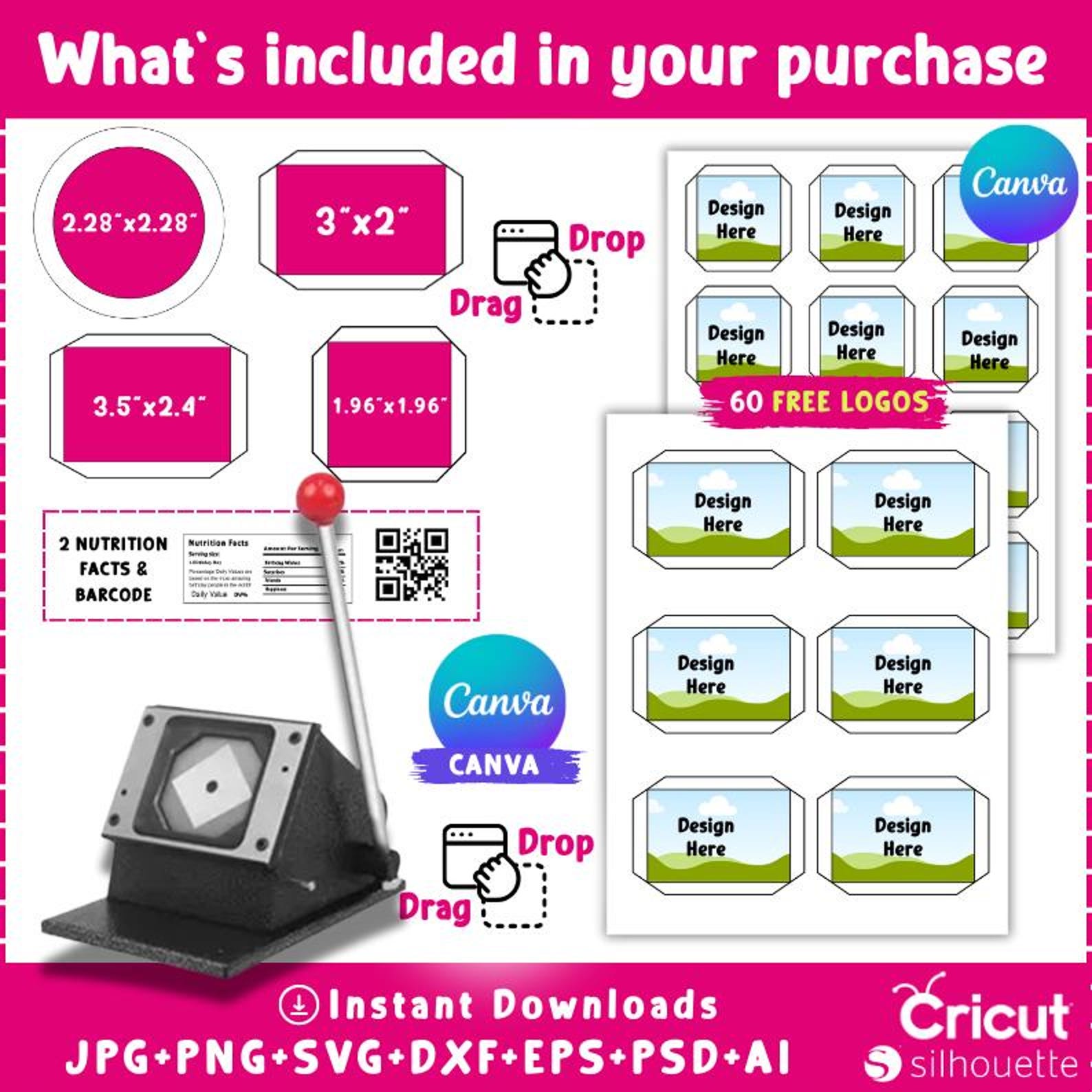 Square Fridge Magnet Template: Magnet Maker Template, Photo Magnet ...