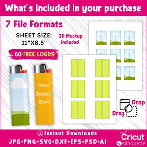 Lighter Label Template, Lighter Wrapper Template, Sublimation Template ...