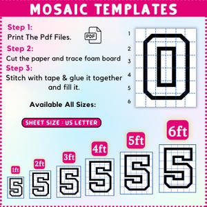 Marquee Numbers , 0-9 All Numbers Mosaic Balloon Templates , Square ...
