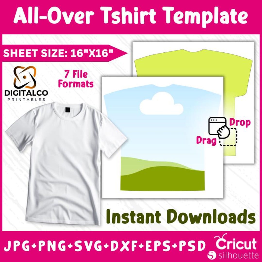 All Over T-shirt Template, Blank Template, T-shirt Design Template, All ...