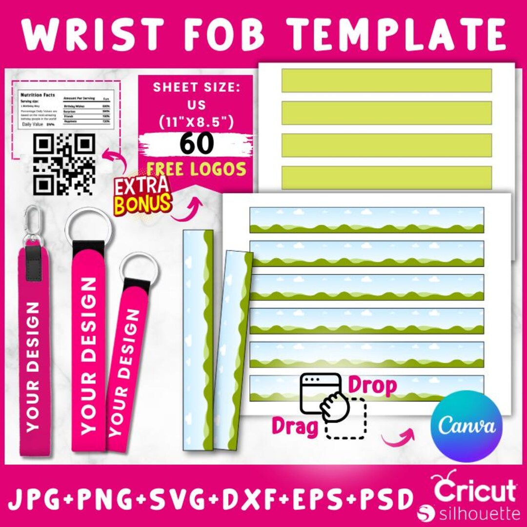 Wrist Fob Template , Wristlet Keychain Template , Keychain Template ...