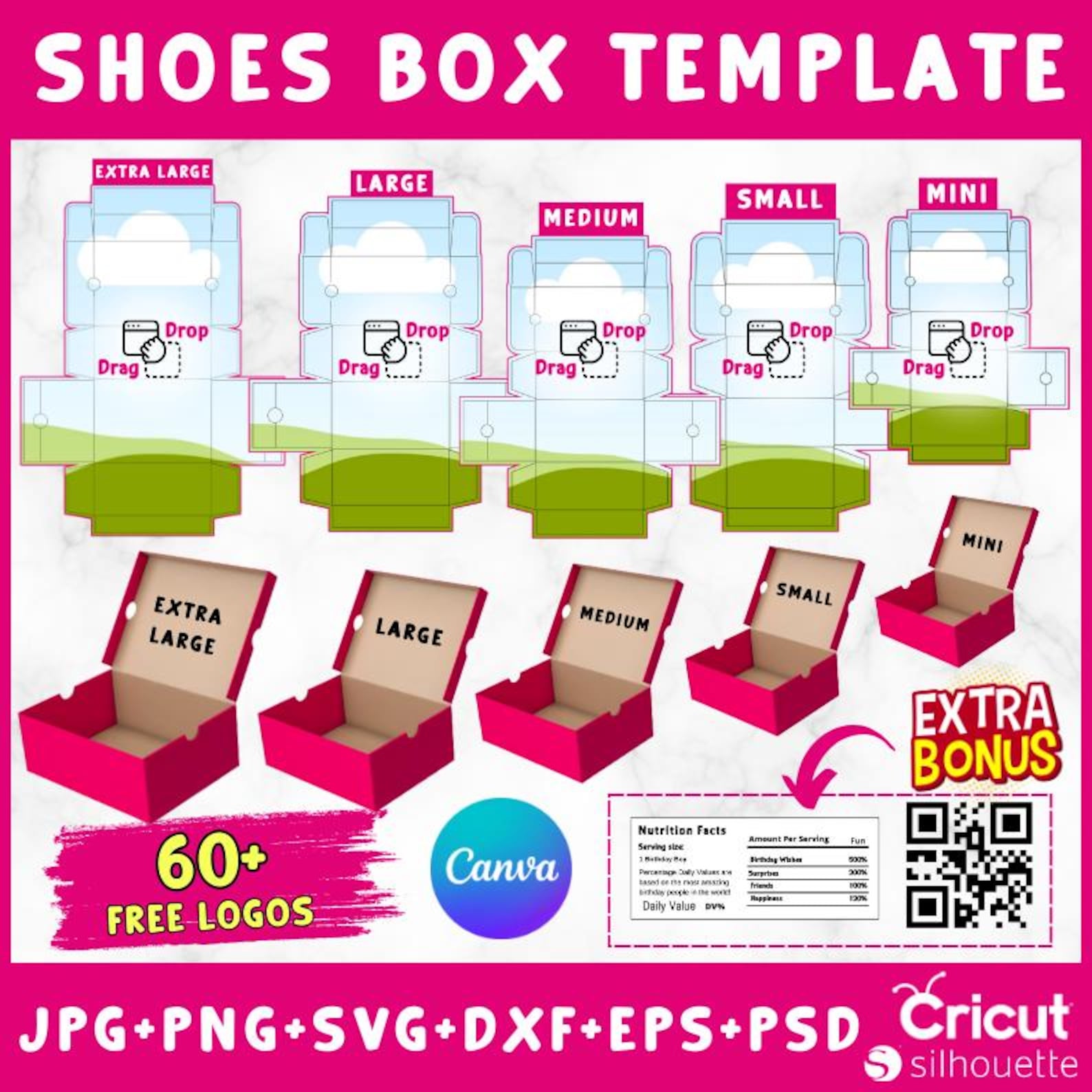 Shoe Box Template Bundle , Shoe Box Label Svg , Sneaker Box Template ...