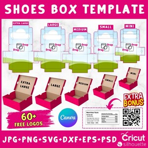 Shoe Box Template Bundle , Shoe Box Label Svg , Sneaker Box Template ...