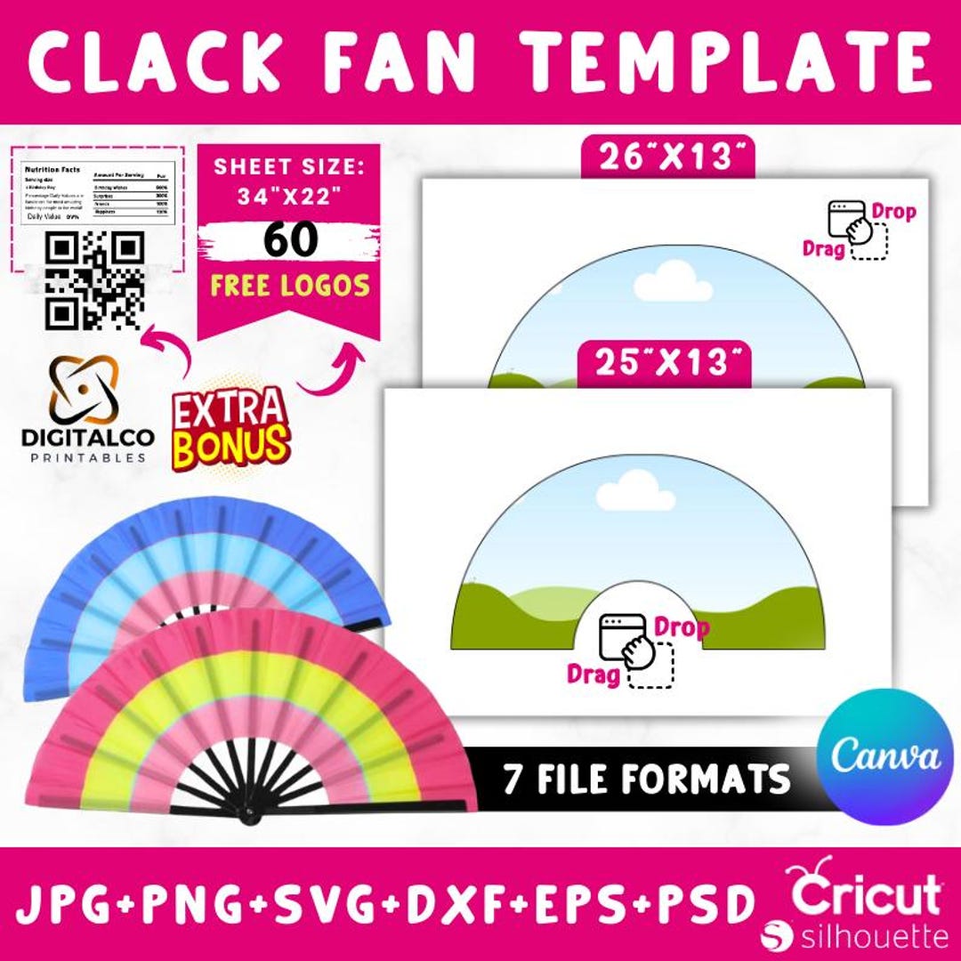 Fan Template, Clack Fan Template, Clack Hand Fan Sublimation Template ...