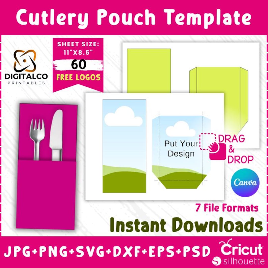 Cutlery Pouch Template , Cutlery Pouch Holder, Cutlery Set Template ...