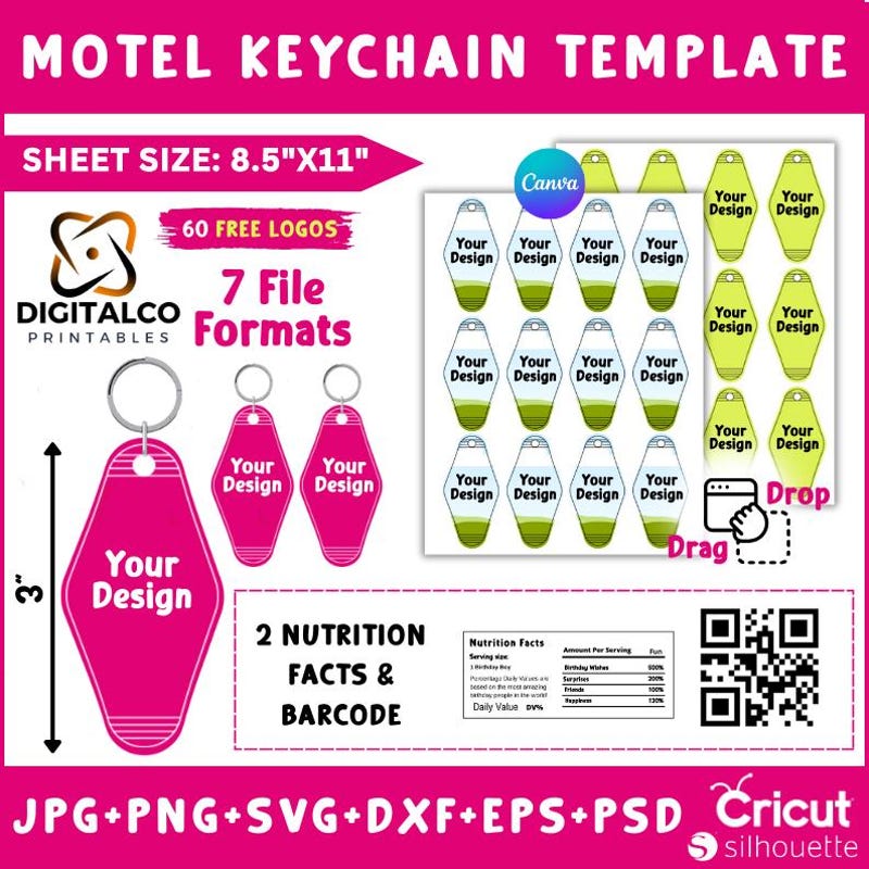 Motel Keychain Template - Etsy