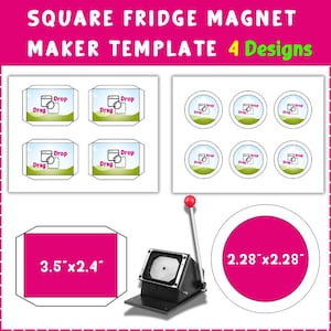 Square Fridge Magnet Template: Magnet Maker Template, Photo Magnet ...