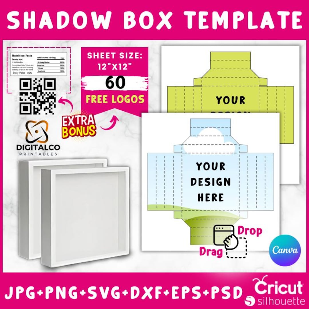 Shadow Box Template , Shadow Box Frame Template , Shadow Box Paper , 3d ...