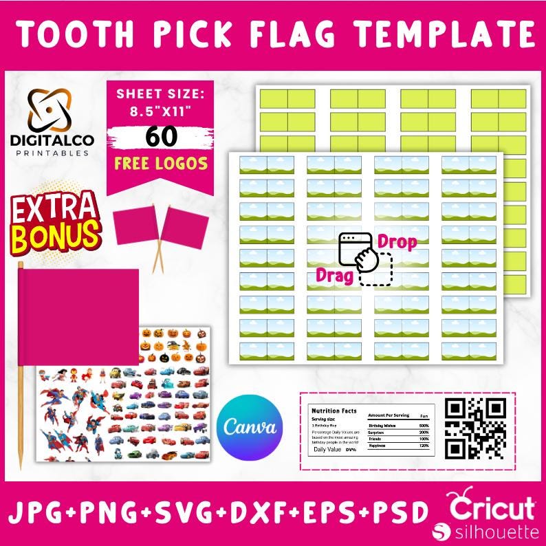 Toothpick Flag Template , Flag Template , Toothpick Flag Label ...