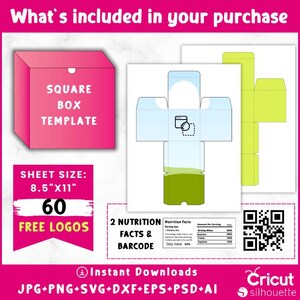 Square Box Template, Square Box Blank Template, Box Template, Party ...