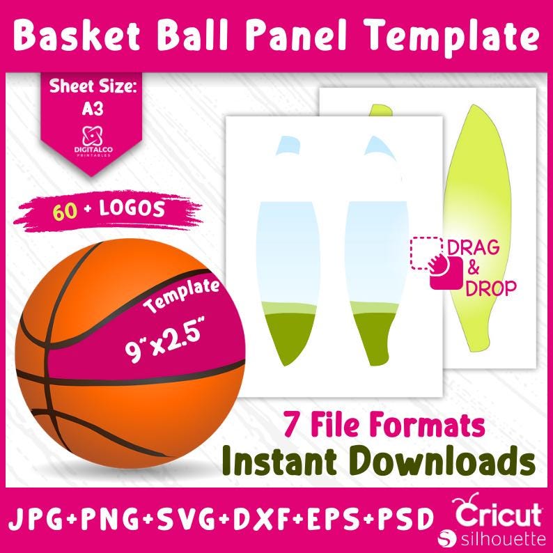 Basketball Canva Editable Template, 9x2.5 Inch Basketball Panel ...