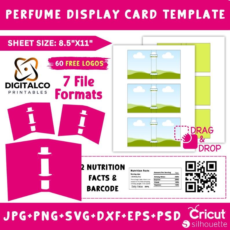 Perfume Display Card Template , Perfume Display Card Canva Template, Perfume Sample Card Label ...