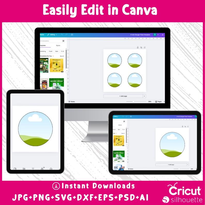 Plate Charger Template Bundle: Editable Canva SVG Files (digital ...