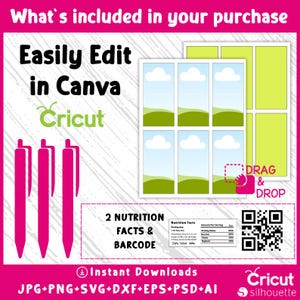 2.5" X 5" Pen Wraps Sublimation Template, Pen Wraps, Pen Label Template ...