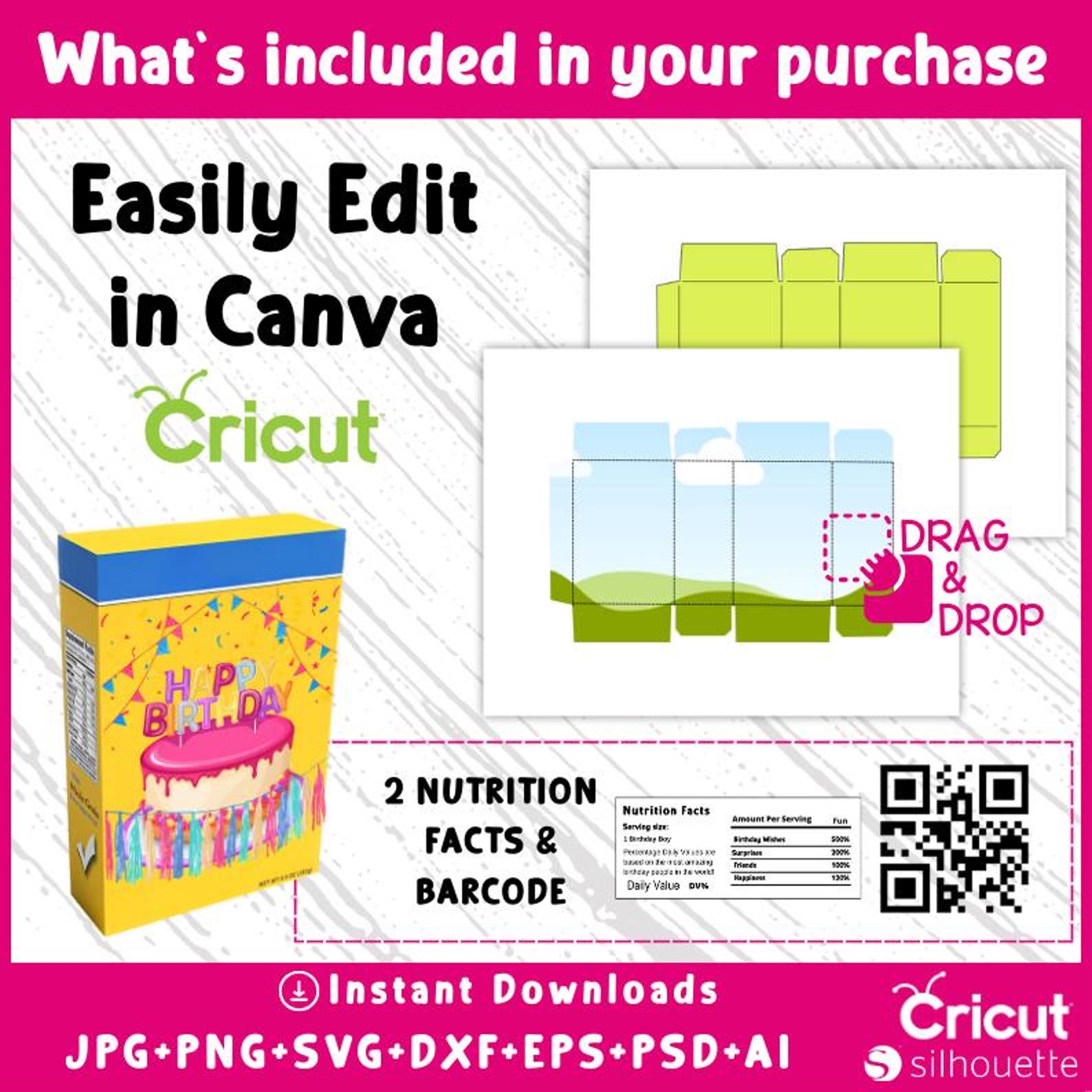 Cereal Box Canva Template , Cereal Box Packaging Template , Cereal Box ...