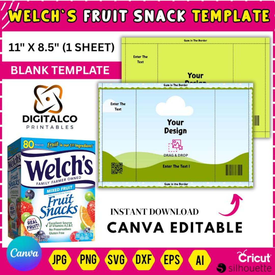 Welch's Fruit Snack Template, Welch's Fruit Snack Wrapper Template ...