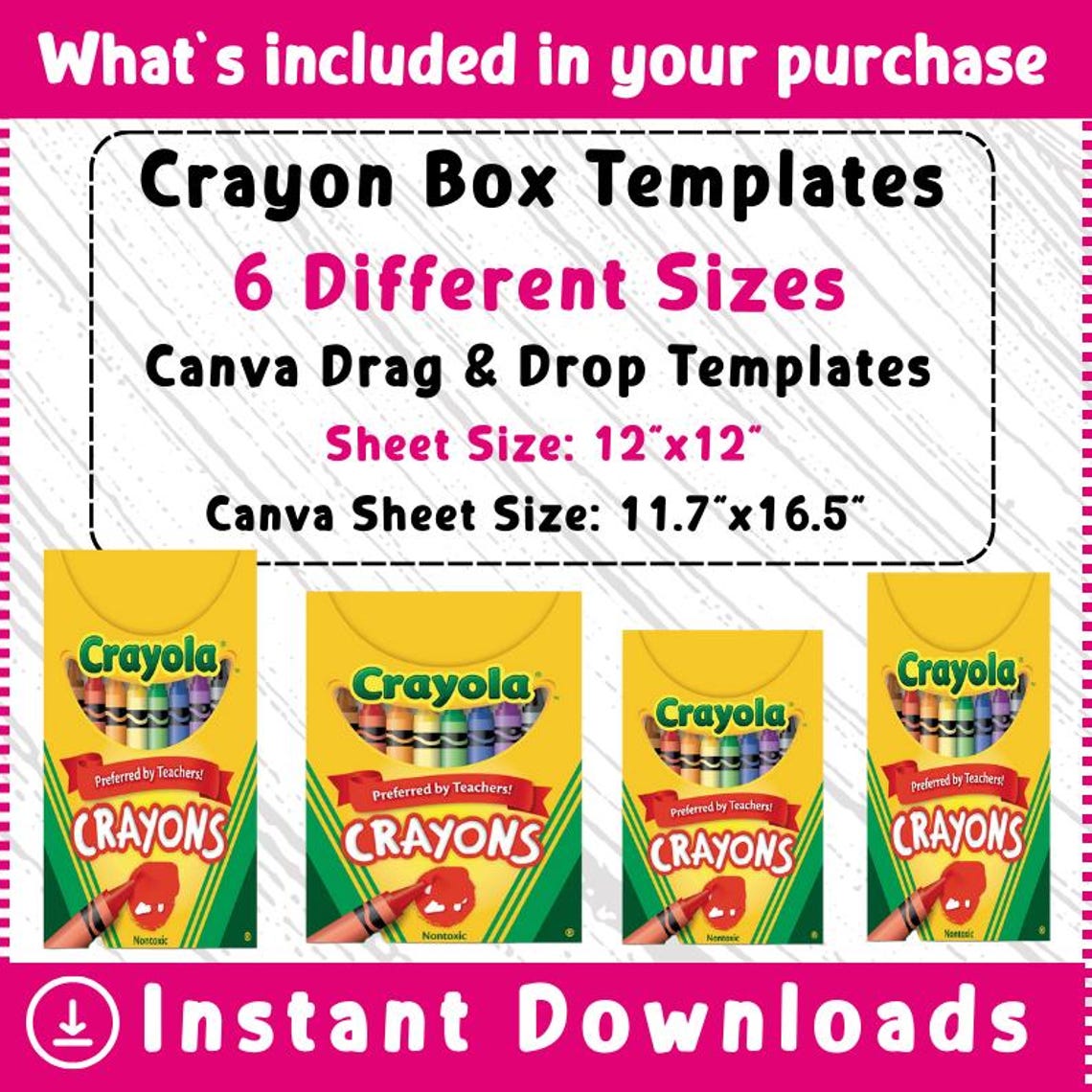 6 Size Crayon Box Templates Bundle, Crayon Box Template, Wax Color Pen ...