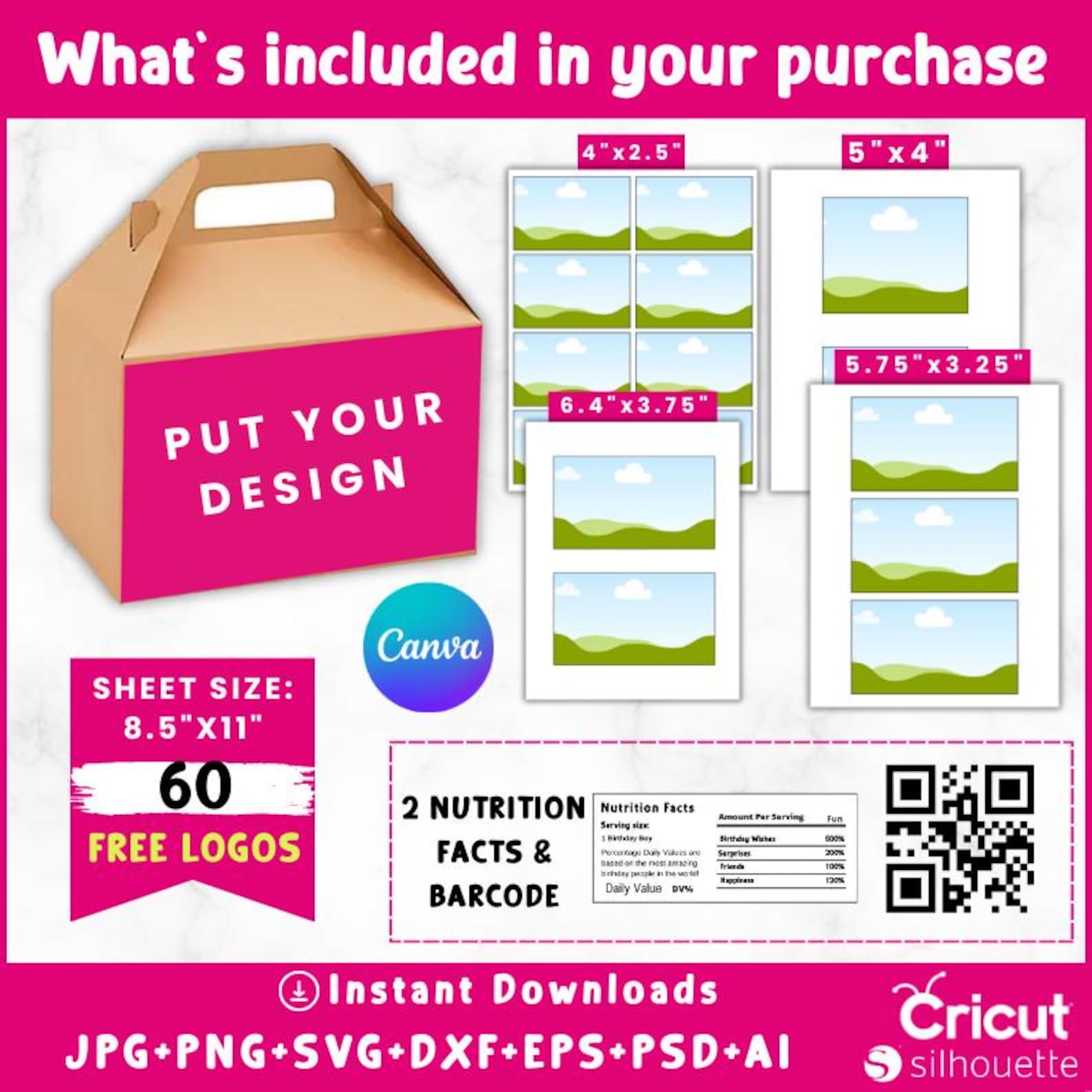 Gable Box Label Template Bundle , Gable Box Front Label Templates ...