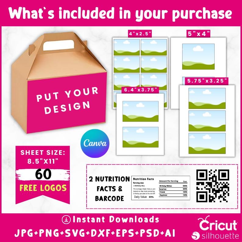 Gable Box Label Template Bundle , Gable Box Front Label Templates ...