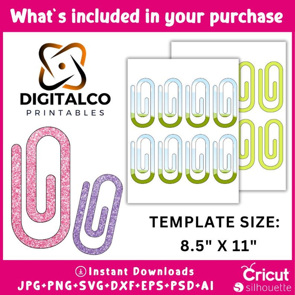 Jumbo Paper Clip Template, Paperclip Sublimation, Paperclip Bookmark ...