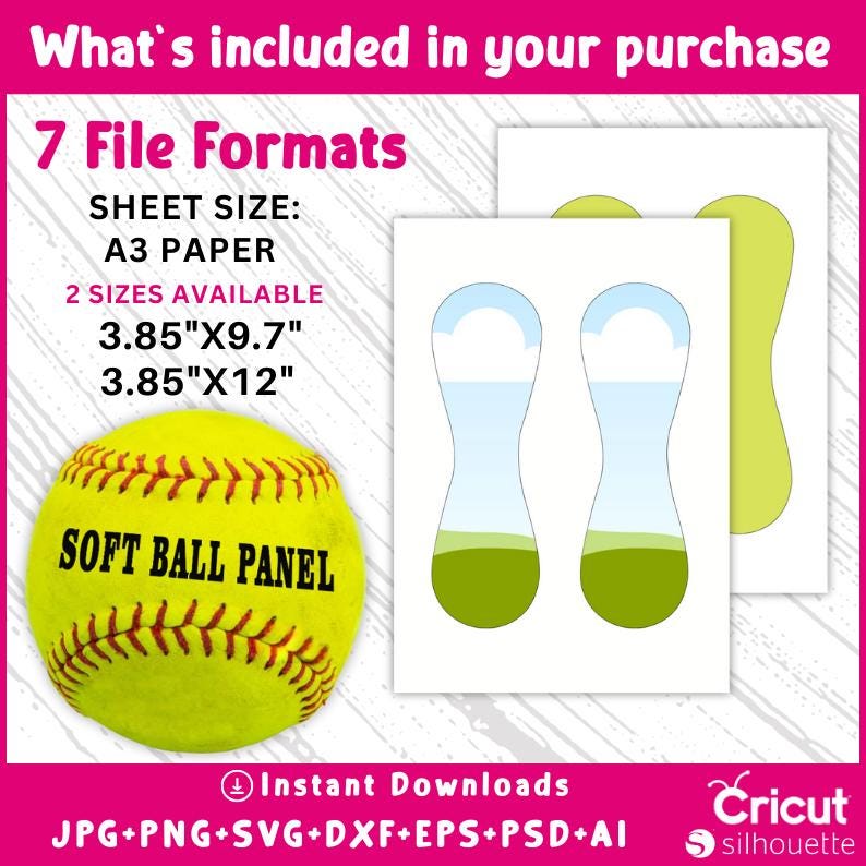 Soft Ball Panel Templates, 3.85x9.7 Inch Softball Panel Template ...