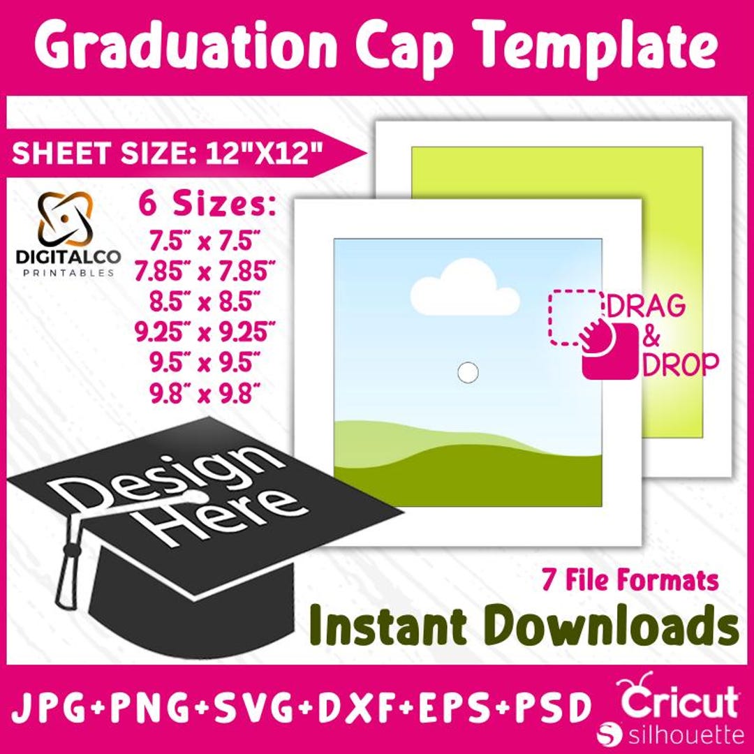 Graduation Cap Topper Templates , 6 Sizes Graduation Cap, Graduation ...
