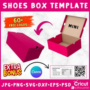Shoe Box Template Bundle , Shoe Box Label Svg , Sneaker Box Template ...