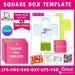 Square Box Template, Square Box Blank Template, Box Template, Party ...