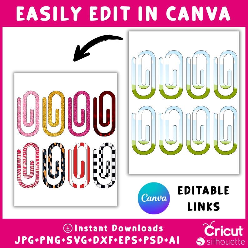 Jumbo Paper Clip Template, Paperclip Sublimation, Paperclip Bookmark ...