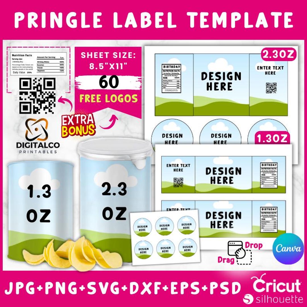 Pringles Labels Template , Pringles 1.3 Oz Labels, Pringles 2.3 Oz ...