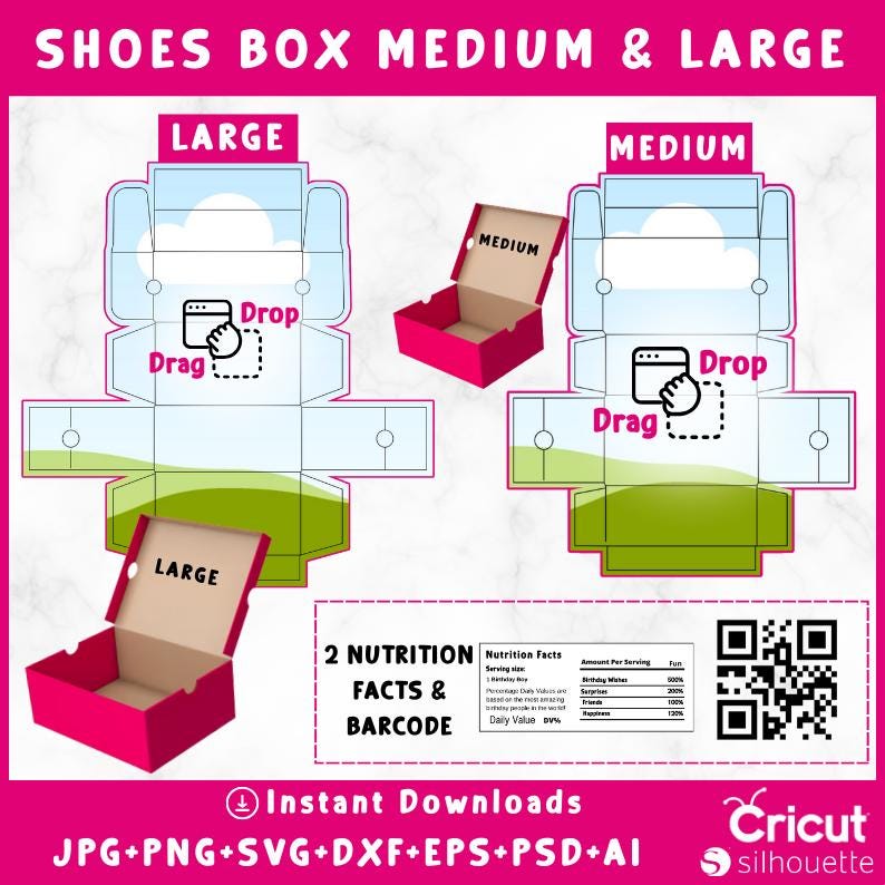 Shoe Box Template Bundle , Shoe Box Label Svg , Sneaker Box Template ...