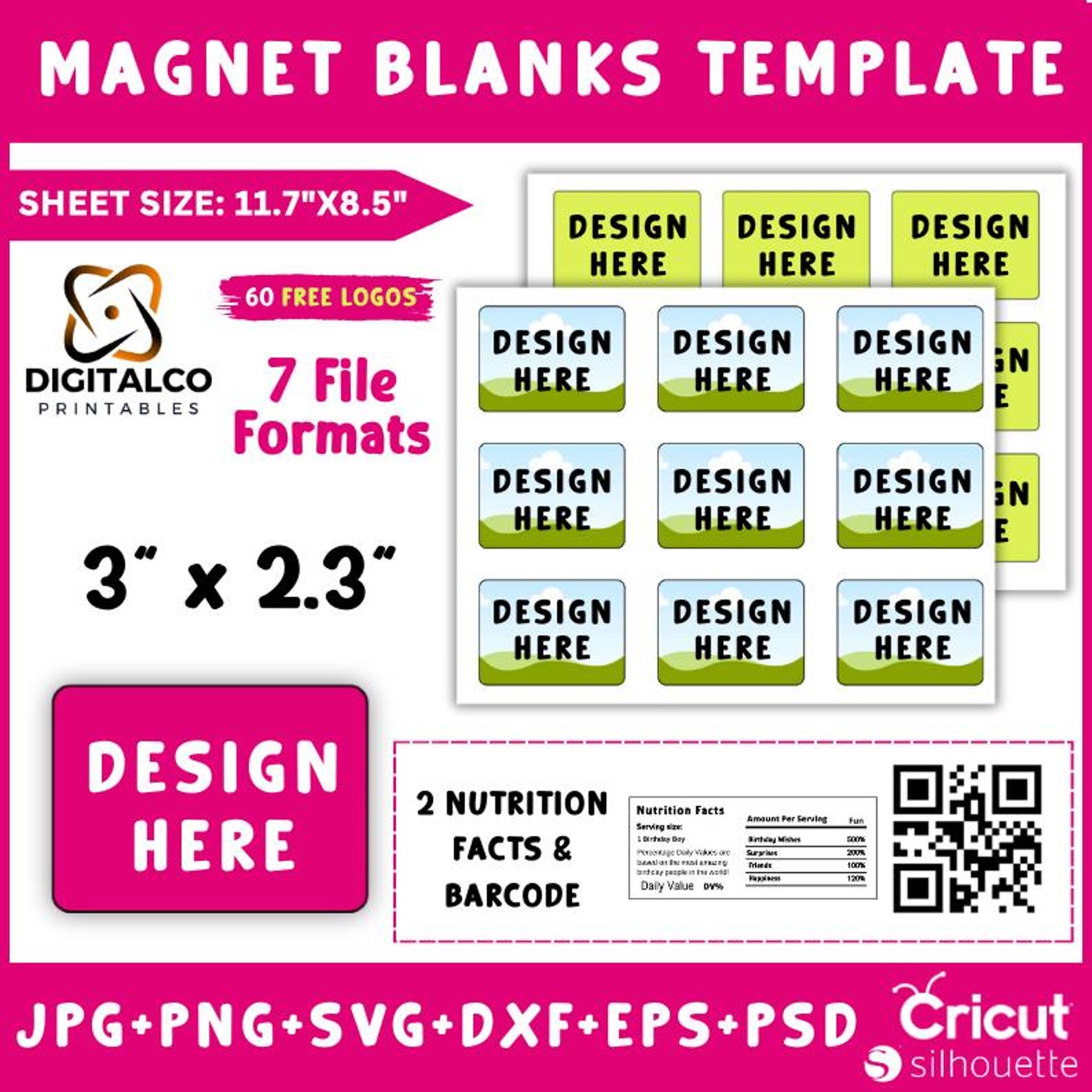 Square Magnet Template: Canva Editable, Party Favor Decorations ...