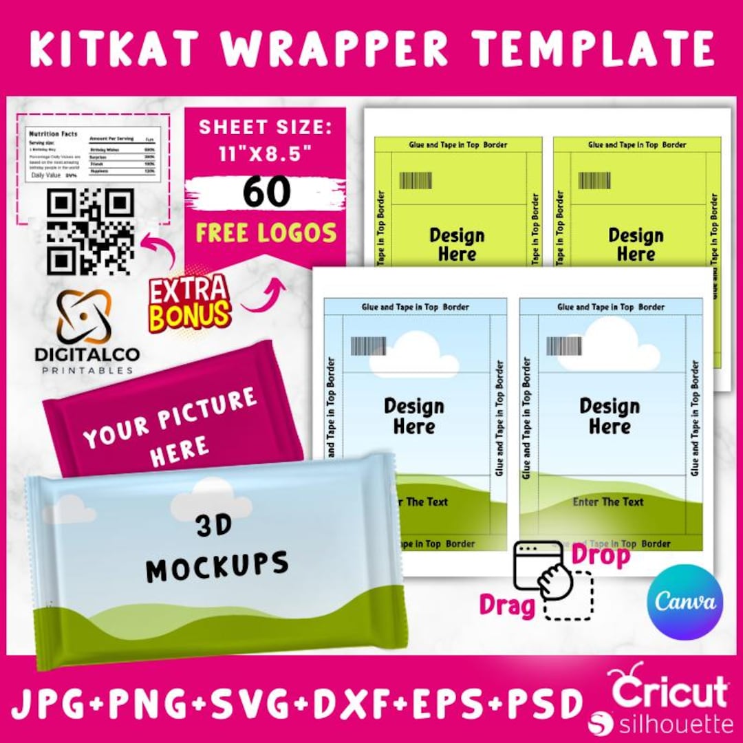 Kit Kat Wrapper Template , Kit Kat Wrapper Label Template, Kit Kat Wrapper Blank Template, Party ...