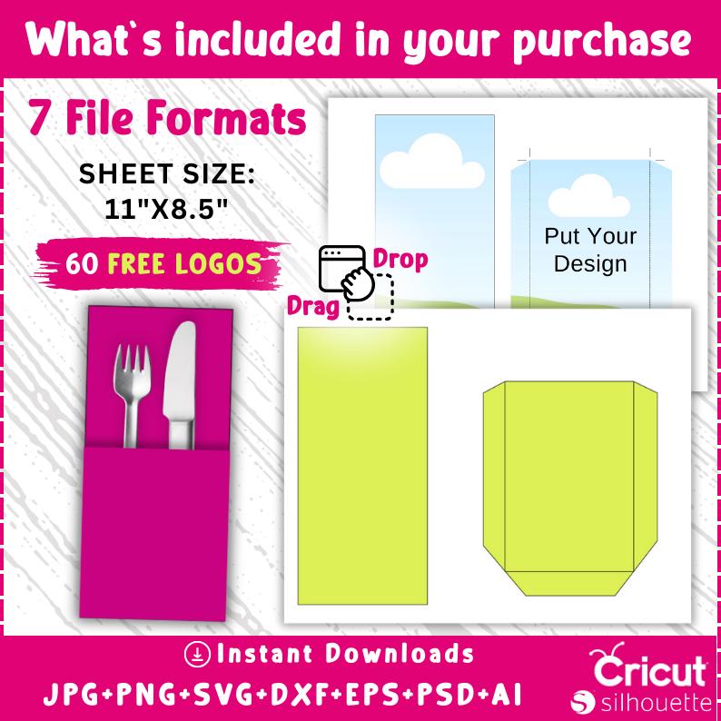 Cutlery Pouch Template , Cutlery Pouch Holder, Cutlery Set Template ...