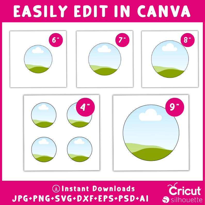 Plate Charger Template Bundle: Editable Canva SVG Files (digital ...