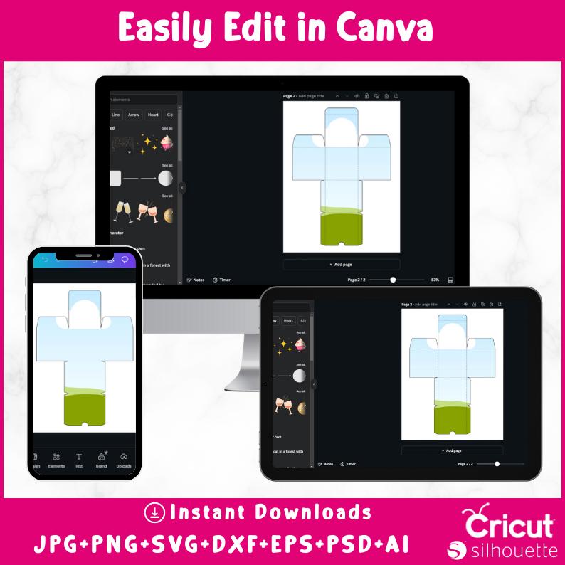 Square Box Template, Square Box Blank Template, Box Template, Party Favors, Party Favor ...