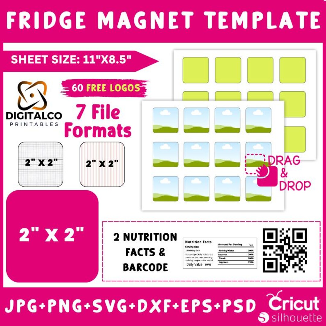 2x2 Magnet Template Canva , 2x2 Square Fridge Magnet Label, 50mmx50mm ...