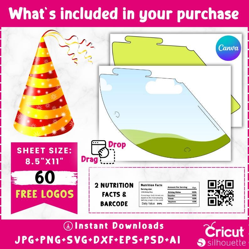Party Cone Hat Template: Party Hat Template, Birthday Hat Template ...