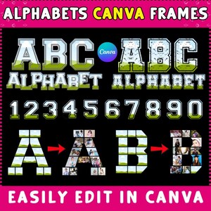 Editable Varsity Letter Canva Frames: Drag & Drop Alphabet (digital ...