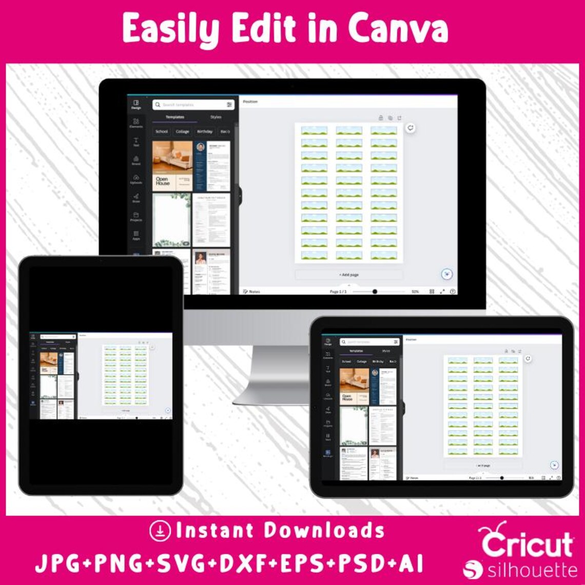 Printable Name Label Template: School Supply Labels, 2"x2.6" (digital ...