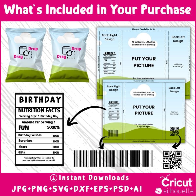 Chip Bag Template, Chip Bag Mockup, Chip Bag Label, Chip Bag Editable ...