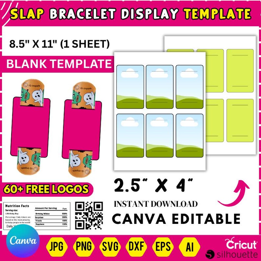 Slap Bracelet Display Template, Slap Bracelet Display Card, Display ...