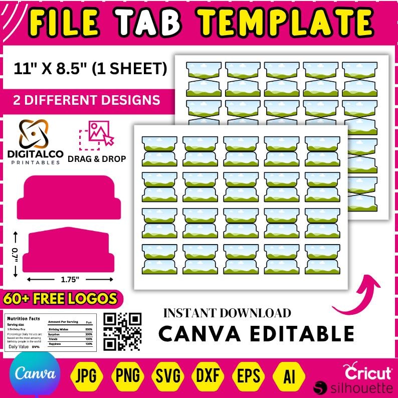 File Tab Template, Journal Tab Template, File Tab Labels, Planner Tab ...